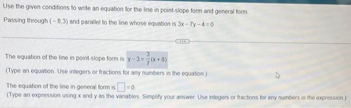 Solved Use the given conditions to write an equation for the | Chegg.com