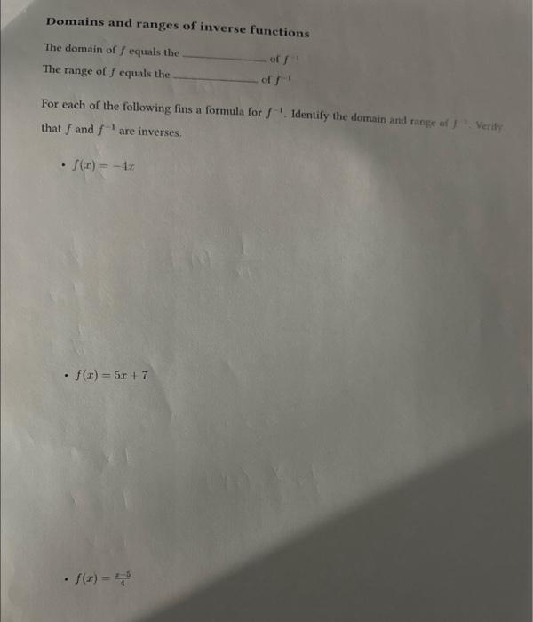 Solved Let f be a one-to-one function. Then f−1 is the of f | Chegg.com