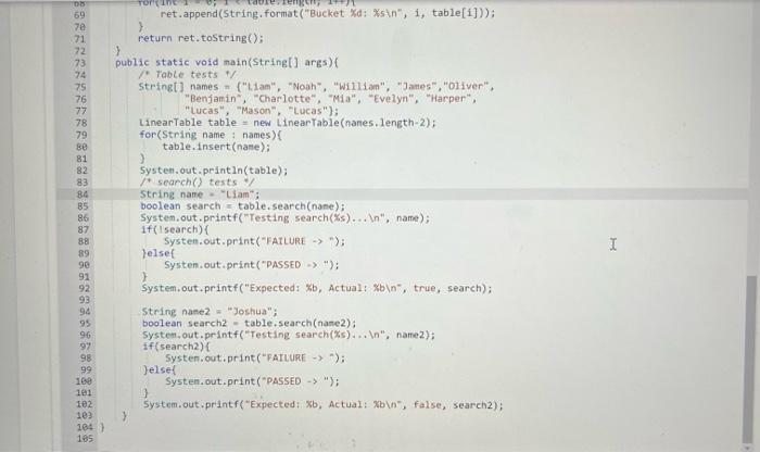 Solved public class Lineartable inplenents ITablef string[1 | Chegg.com