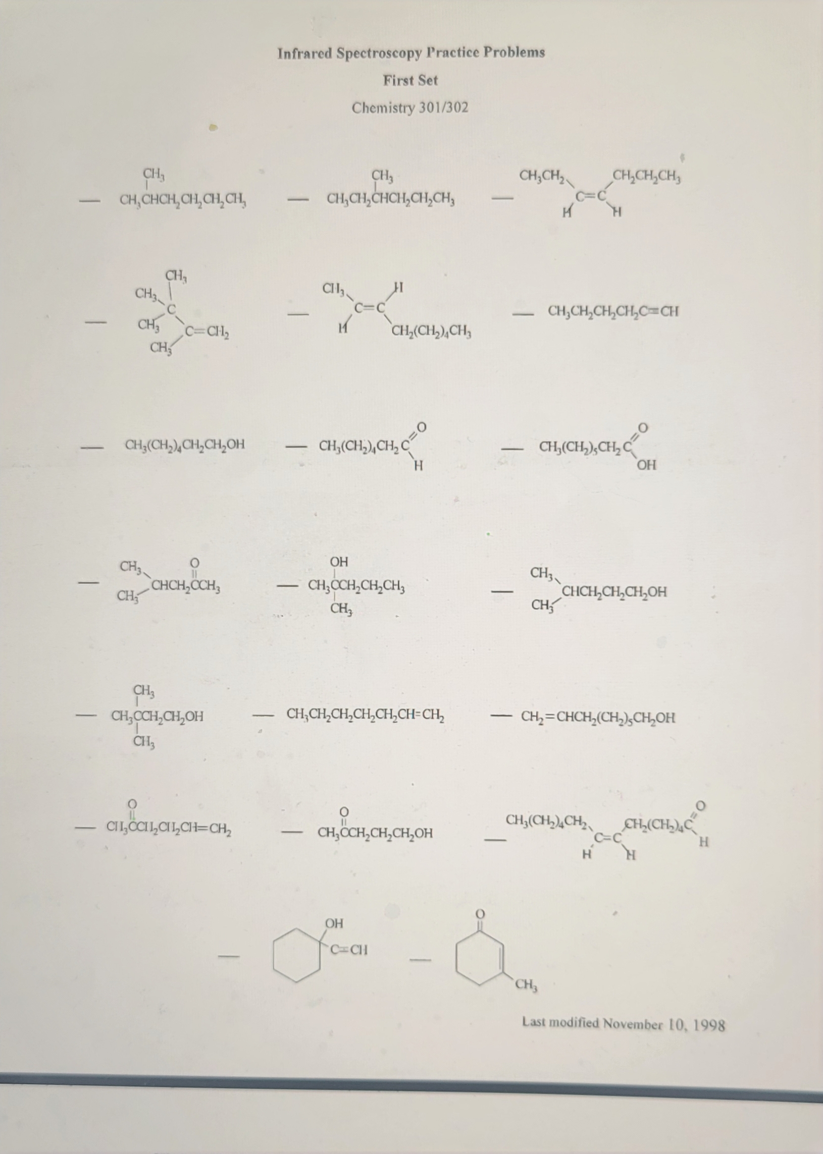 Infrared Spectroscopy Practice ProblemsFirst | Chegg.com