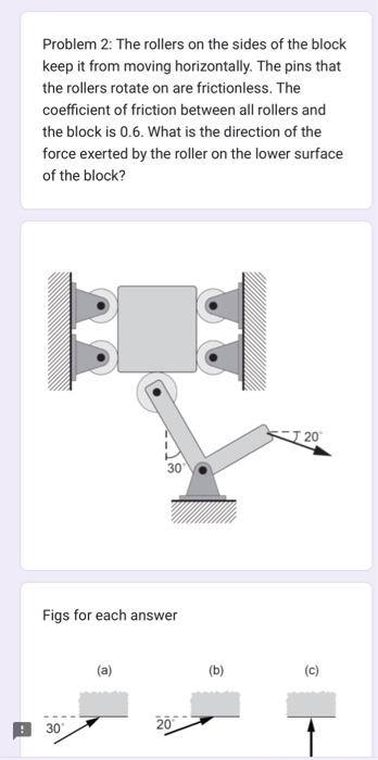 Solved Problem 2: The rollers on the sides of the block keep | Chegg.com