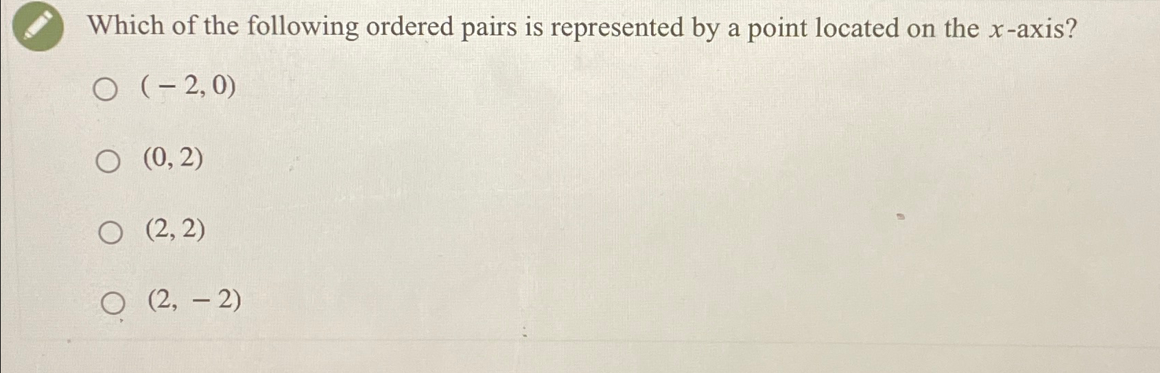 Solved Which of the following ordered pairs is represented | Chegg.com