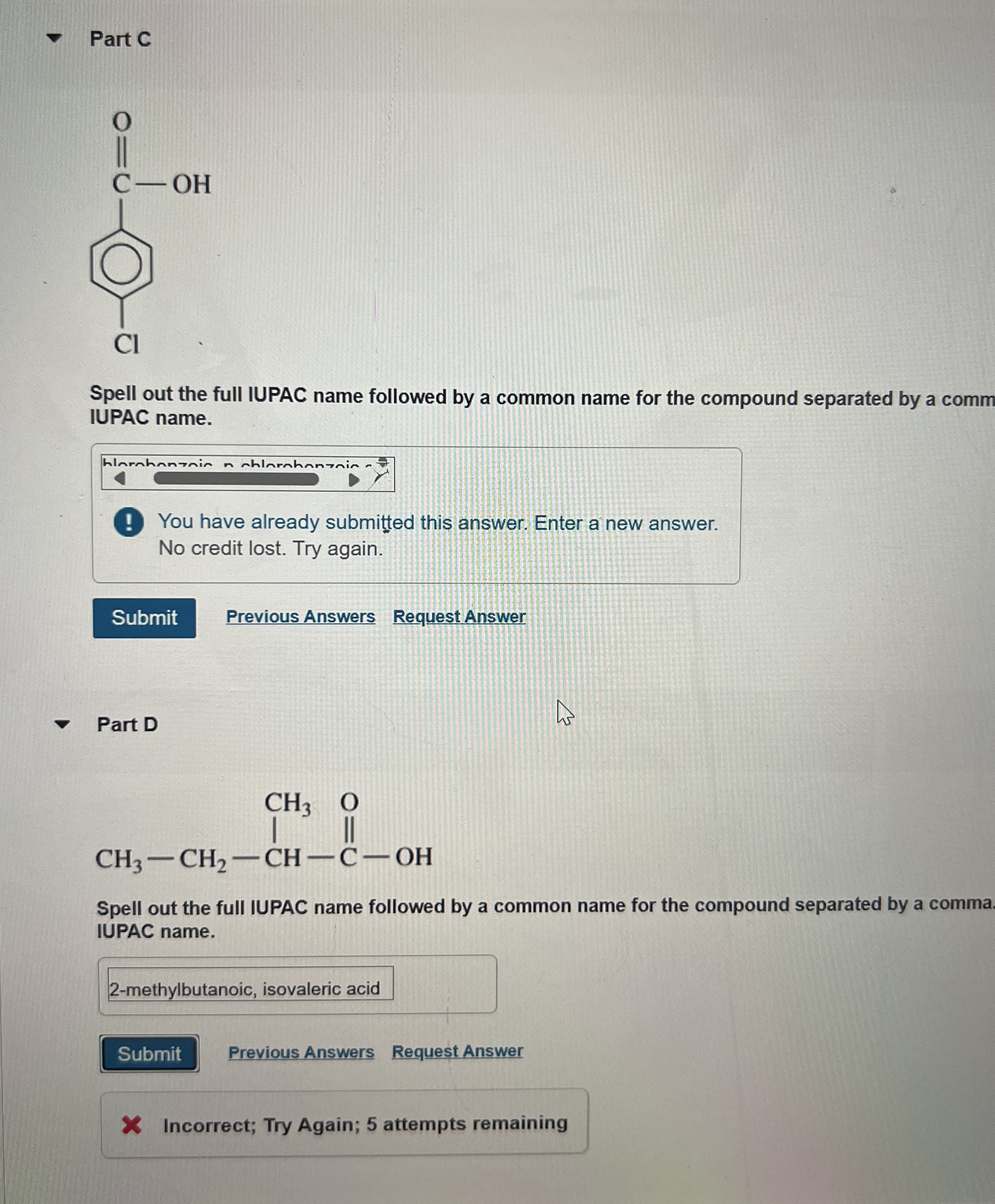 Solved Part CSpell out the full IUPAC name followed by a | Chegg.com