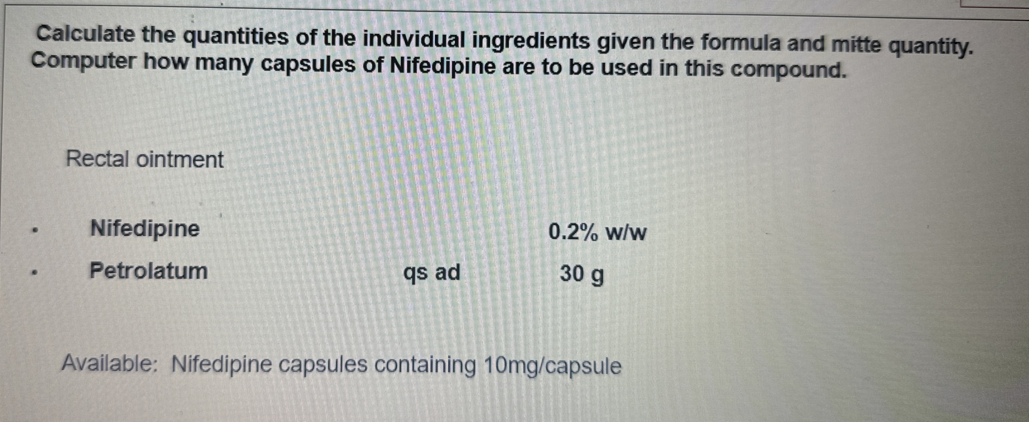 Solved Calculate the quantities of the individual | Chegg.com
