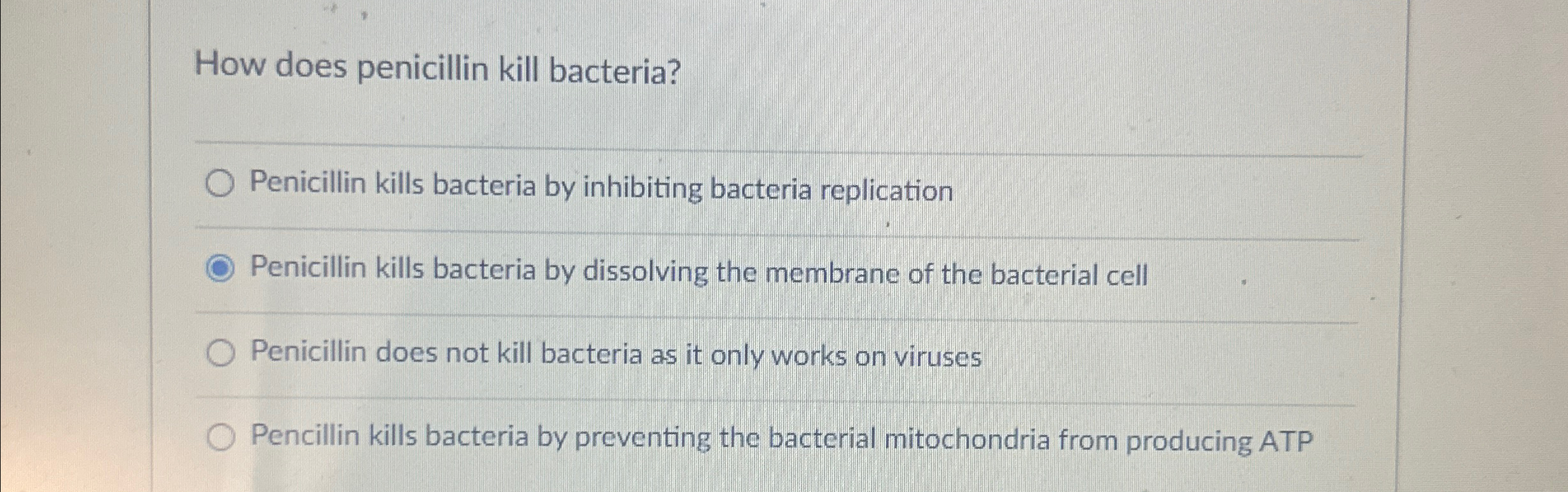Solved How does penicillin kill bacteria?Penicillin kills | Chegg.com