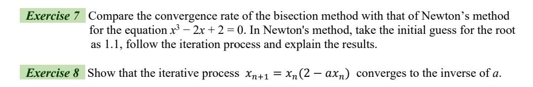 Solved Compare the convergence rate of the bisection method | Chegg.com