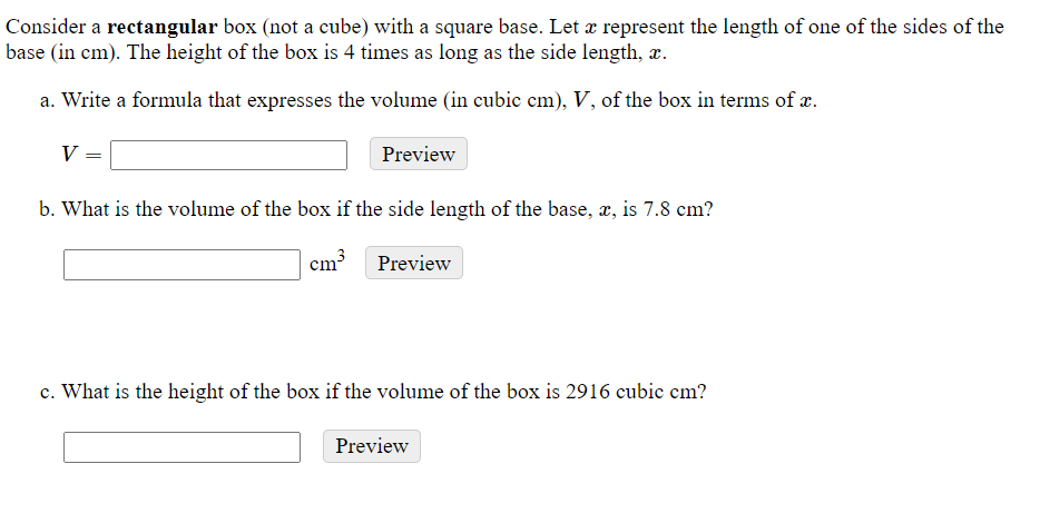 Solved Consider a rectangular box (not a cube) with a square | Chegg.com