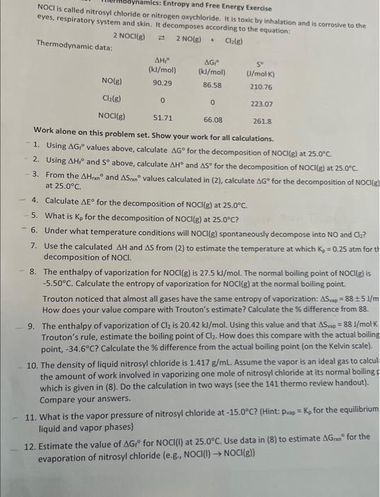 Solved NOCl is called nitrosyl chloride or nitrogen | Chegg.com