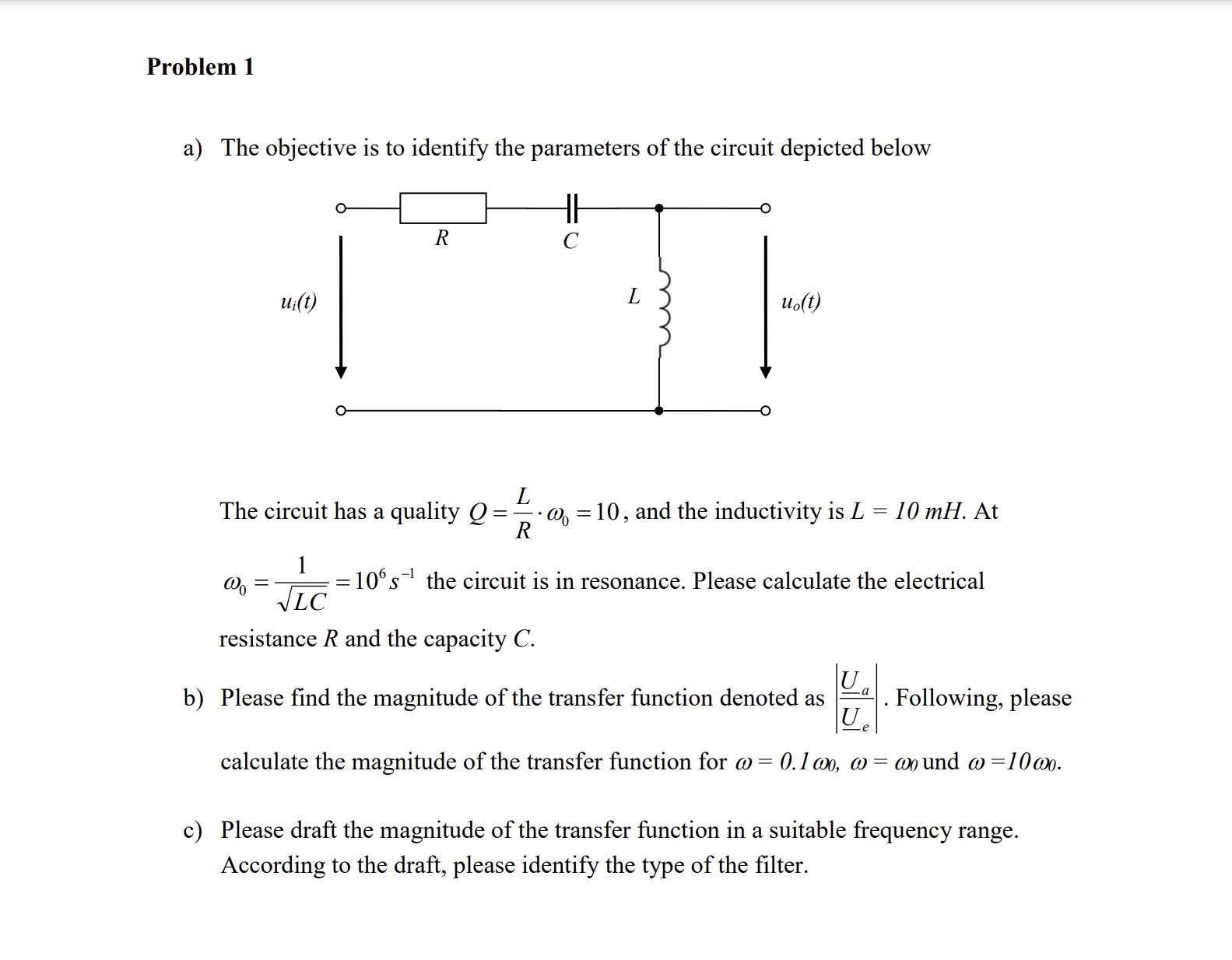 Solved Problem 1a) ﻿The objective is to identify the | Chegg.com