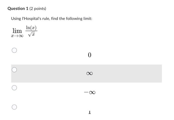 Solved Using l'Hospital's rule, find the following limit: | Chegg.com