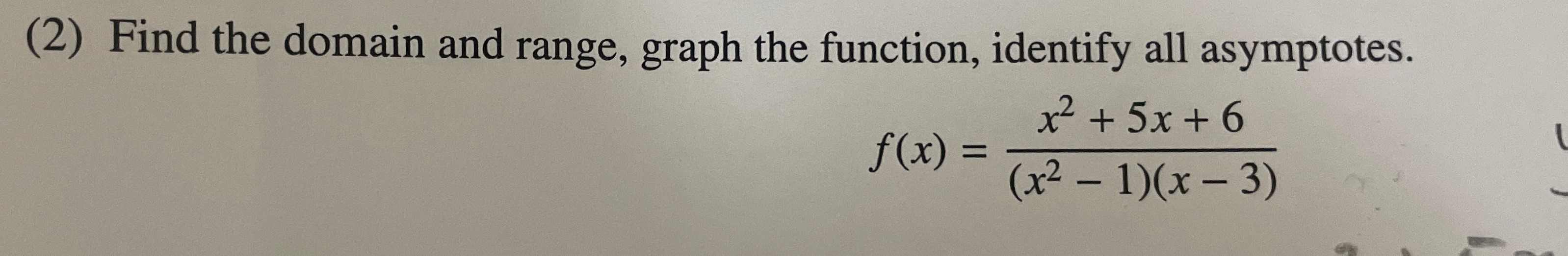 Solved (2) ﻿Find the domain and range, graph the function, | Chegg.com