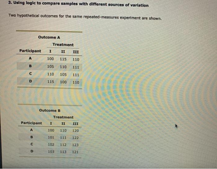 Solved 3. Using logic to compare samples with different | Chegg.com