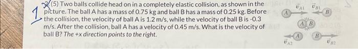Solved (5) Two balls collide head on in a completely elastic | Chegg.com