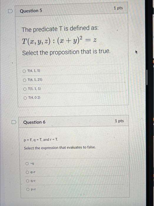 Solved The predicate T is defined as: T(x,y,z):(x+y)2=z | Chegg.com