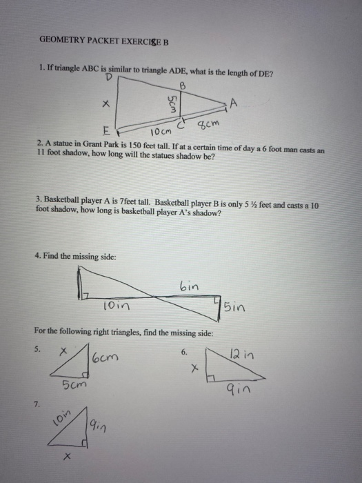 Solved Geometry Packet Exercise A B Use this picture for | Chegg.com