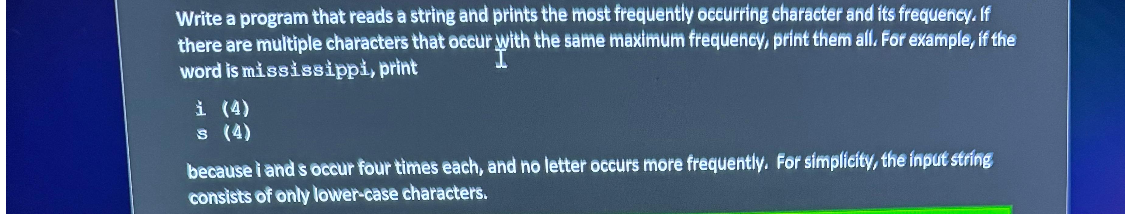 Solved Write a program that reads a string and prints the | Chegg.com