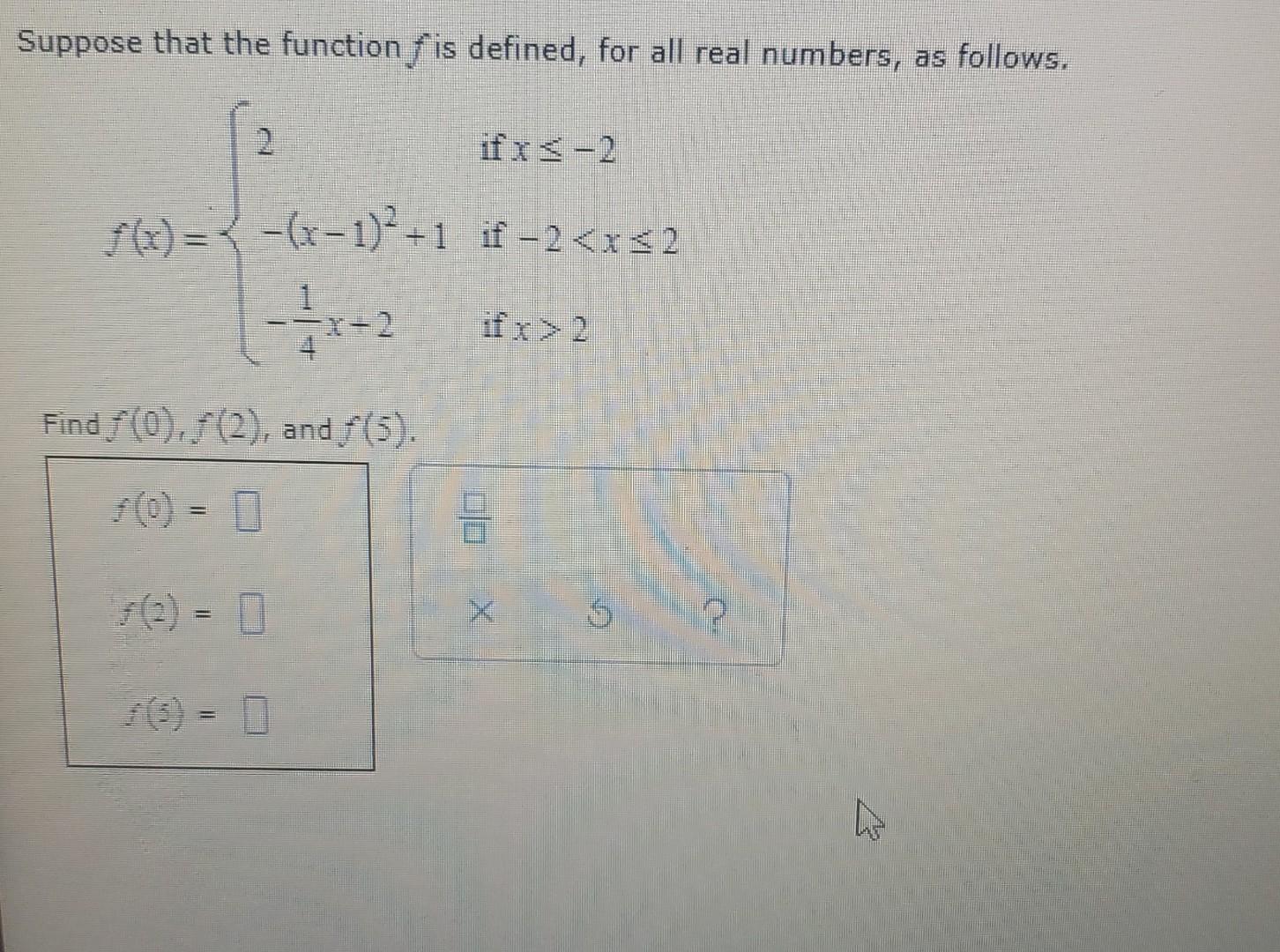 Solved Suppose that the function f is defined, for all real | Chegg.com