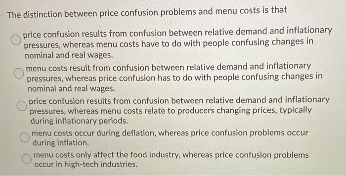 Solved The distinction between price confusion problems and | Chegg.com