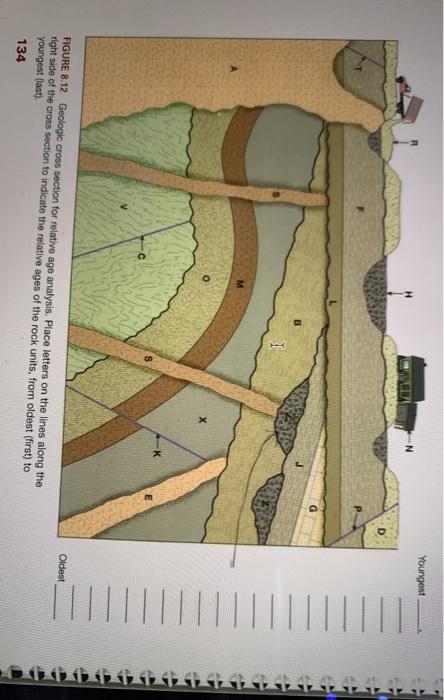 Solved Youngest 1 X K Oldest FIGURE 8.12 Geologic cross | Chegg.com