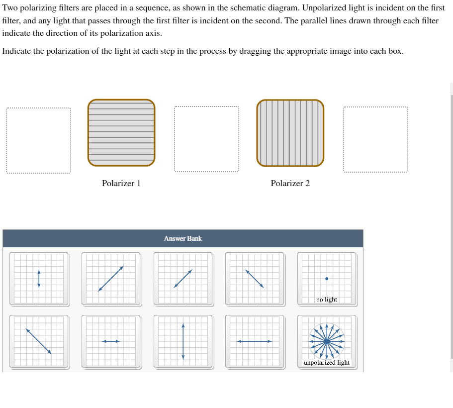 Two polarizing filters are placed in a sequence, as | Chegg.com