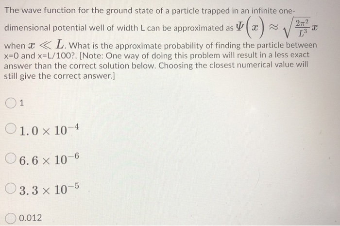 Solved The wave function for the ground state of a particle | Chegg.com