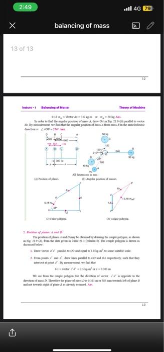 Solved 2:49 13 of 13 lecture - 1 Balancing of Masses | Chegg.com