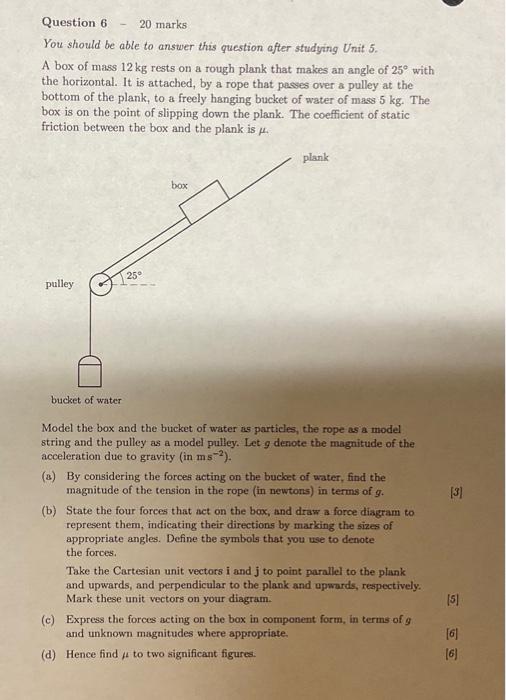 Solved Question 6 20 Marks You Should Be Able To Answer 