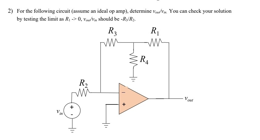 Solved For the following circuit (assume an ideal op amp), | Chegg.com