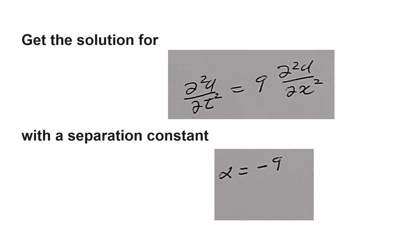 Solved Get the solution fordel2udelt2=9del2ddelx2with a | Chegg.com