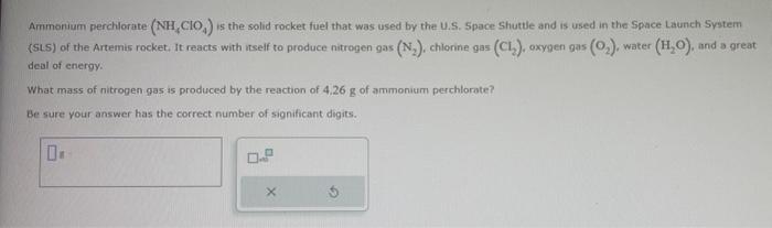 Solved Ammonium perchlorate (NH4ClO4) is the solid rocket | Chegg.com