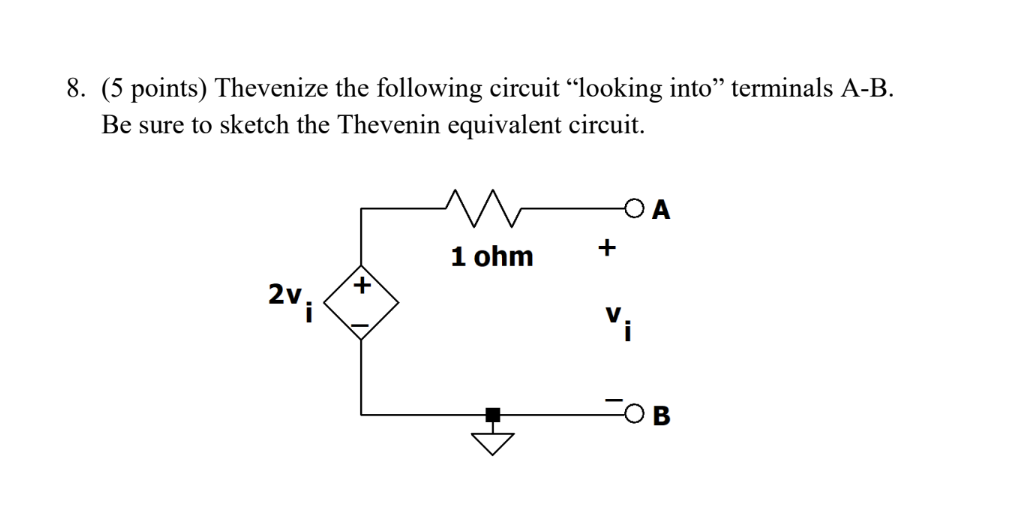 Solved (5 ﻿points) ﻿Thevenize the following circuit "looking | Chegg.com