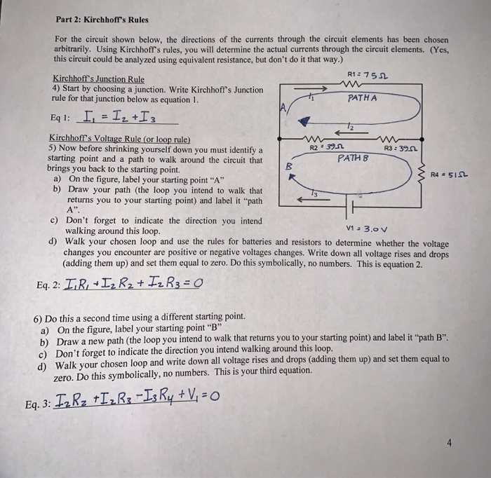 Solved Part 2: Kirchhoff's Rules For the circuit shown | Chegg.com