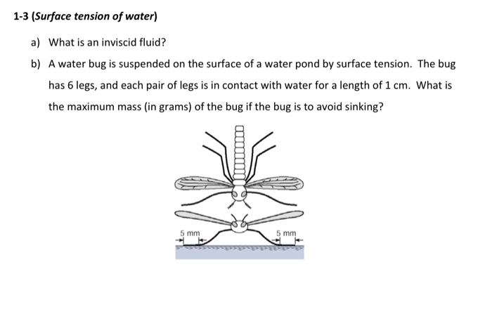 Solved 1-3 (Surface tension of water) a) What is an inviscid | Chegg.com