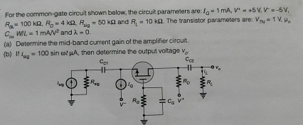 For the common-gate circut shown below, the circuit | Chegg.com