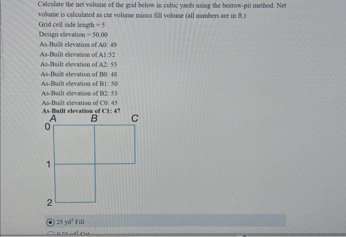 Solved Calculate the net volume of the grid below in cubic | Chegg.com