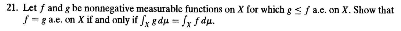 Solved 21. Let f and g be nonnegative measurable functions | Chegg.com