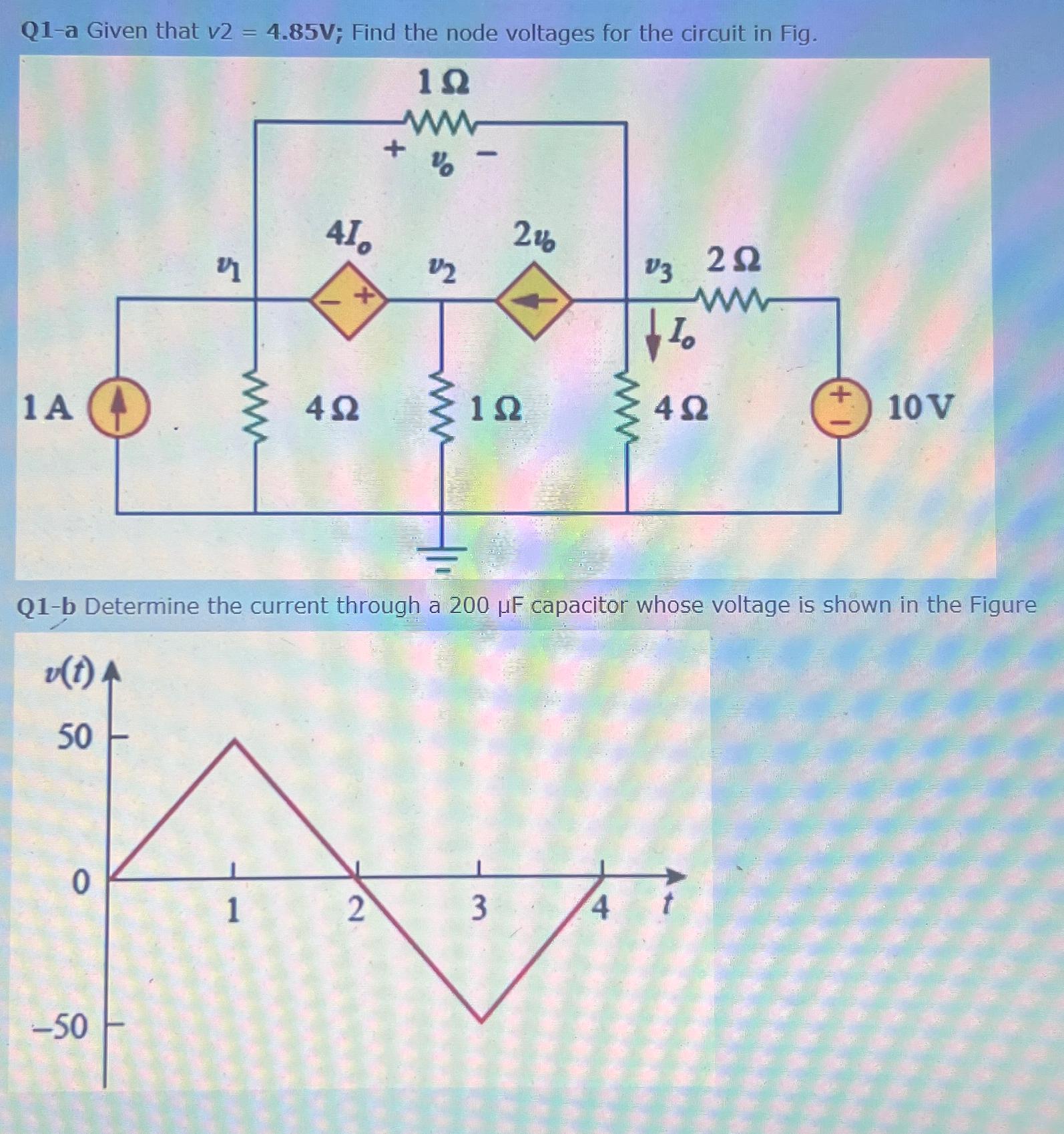 Solved Q1-a Given that v2=4.85V; Find the node voltages for | Chegg.com