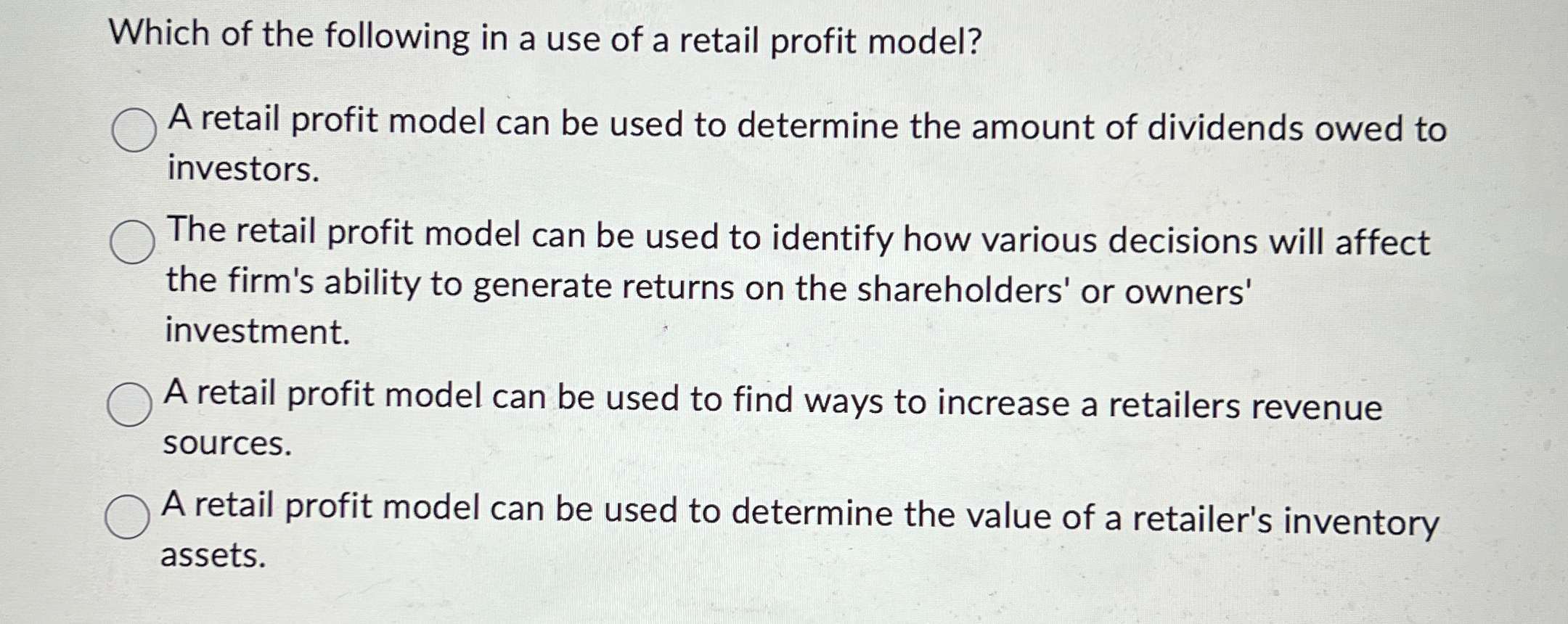 Solved Which of the following in a use of a retail profit | Chegg.com