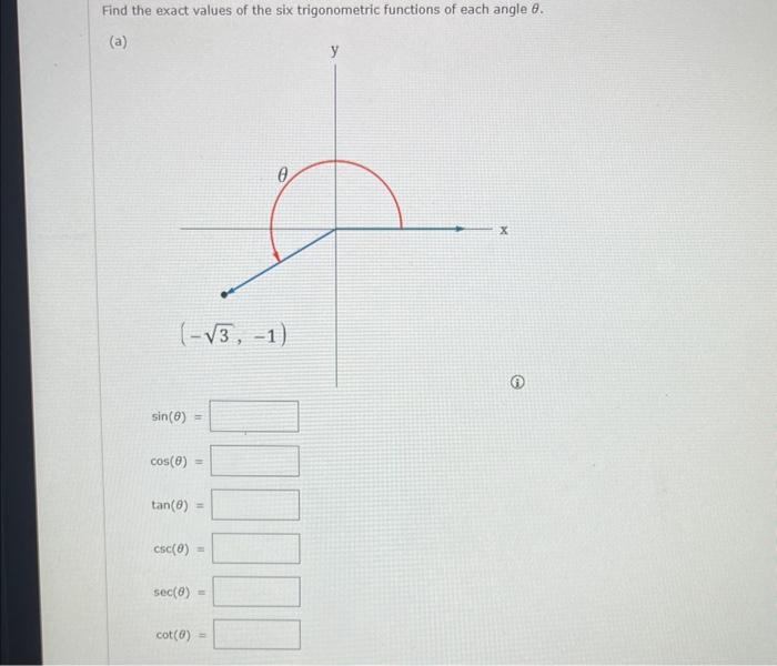 Solved Find The Exact Values Of The Six Trigonometric