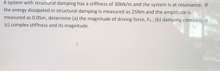 Solved A system with structural damping has a stiffness of | Chegg.com