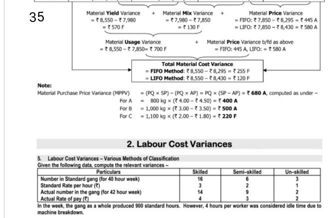 Solved 35 Material Yield Variance = 8,550 - 7,980 =570 F + | Chegg.com