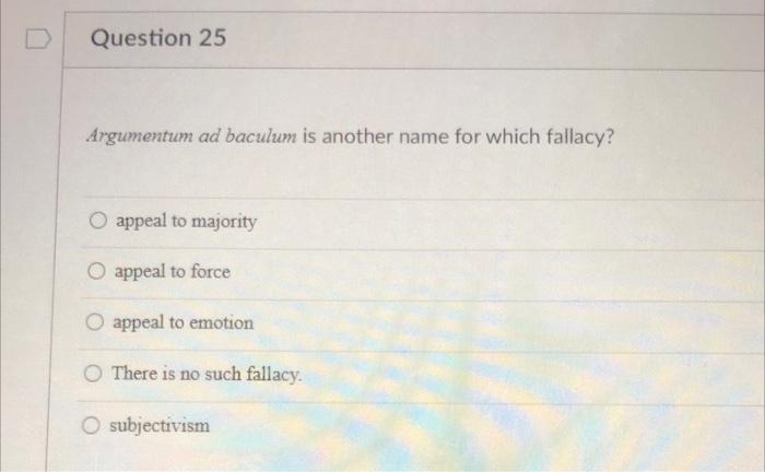 Solved The fallacy of subjectivism is O focusing an argument | Chegg.com