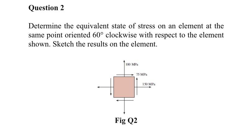 Solved Question 2Determine the equivalent state of stress on | Chegg.com
