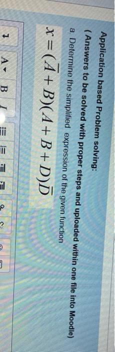 Solved Application based Problem solving: (Answers to be | Chegg.com