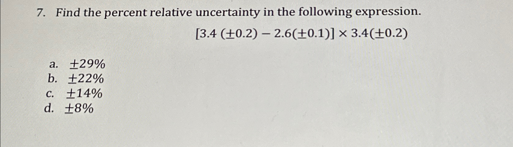 Solved Find the percent relative uncertainty in the | Chegg.com