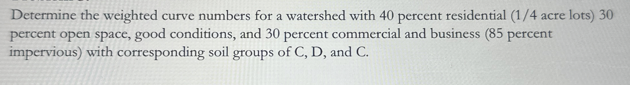 Solved Determine the weighted curve numbers for a watershed | Chegg.com