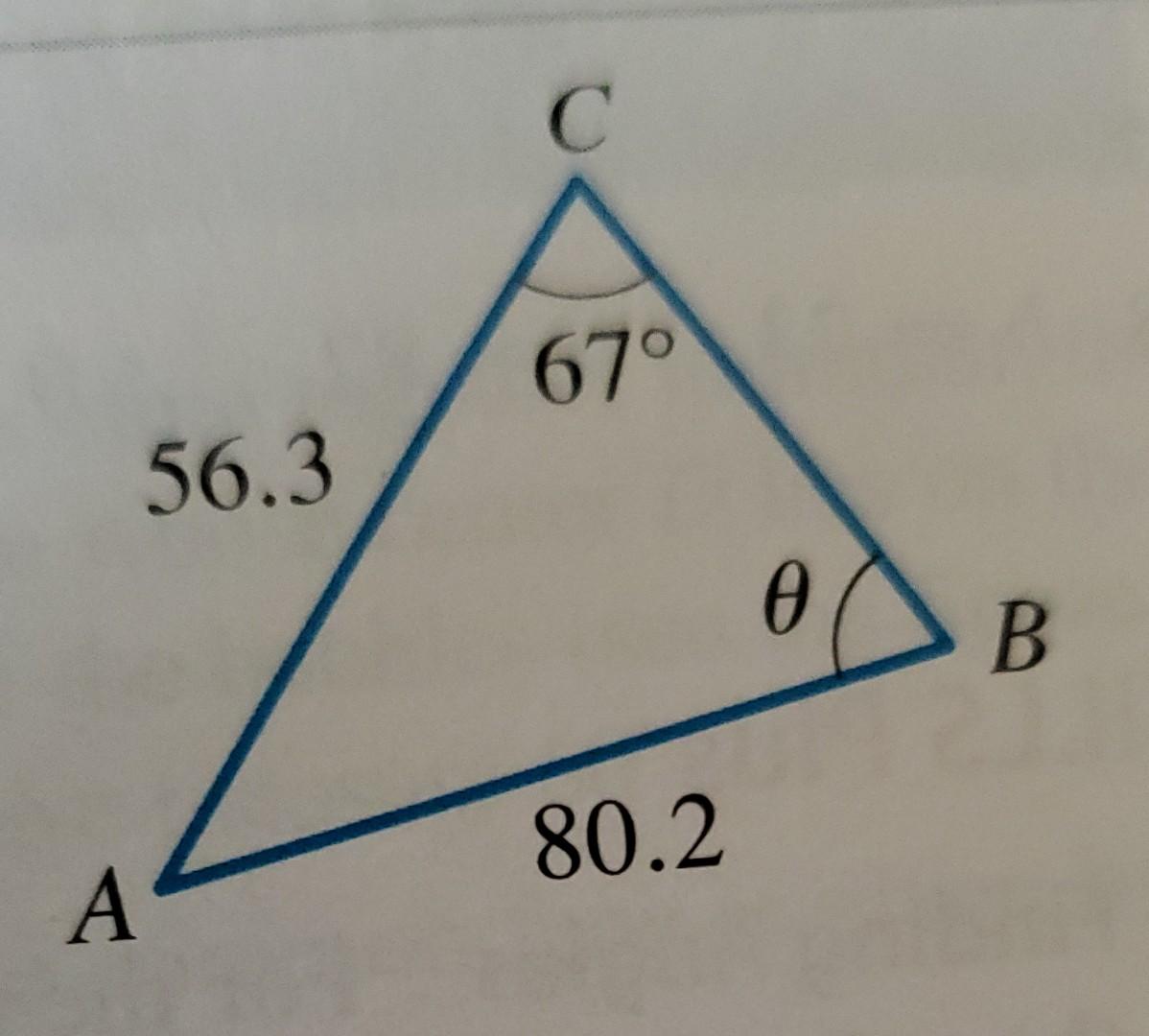 Solved use law of sines to find the missing angle theta | Chegg.com