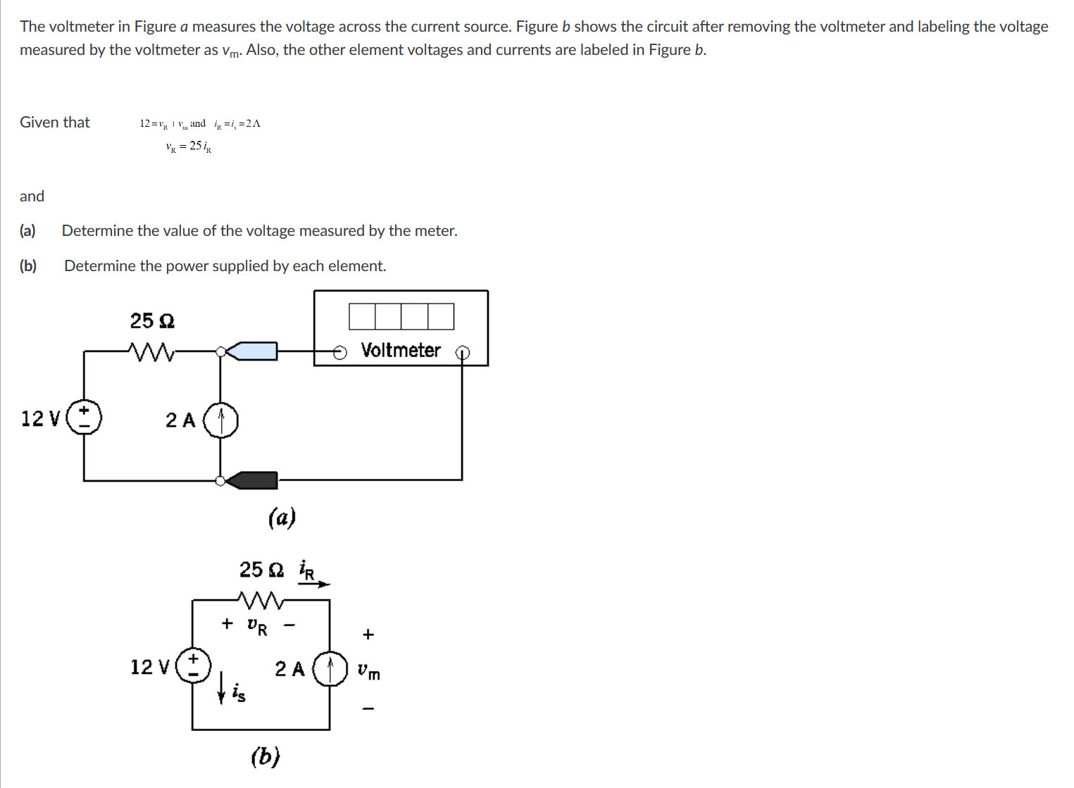 Solved The voltmeter in Figure a measures the voltage across | Chegg.com