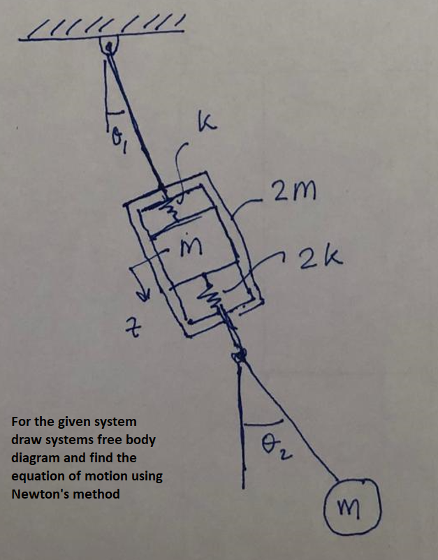Solved For the given systemdraw systems free body diagram | Chegg.com