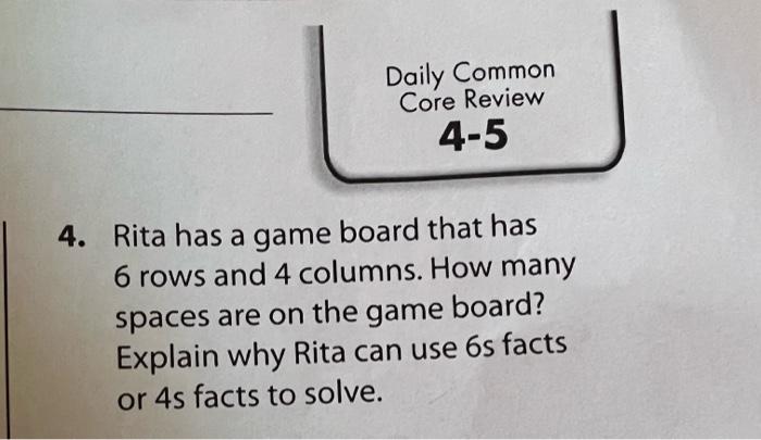 Solved 4. Rita has a game board that has 6 rows and 4 | Chegg.com